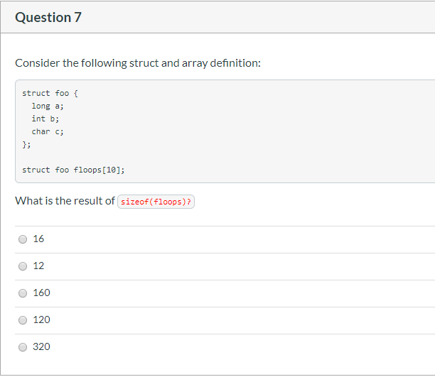 Solved Question 6 Consider The Following Struct Definition