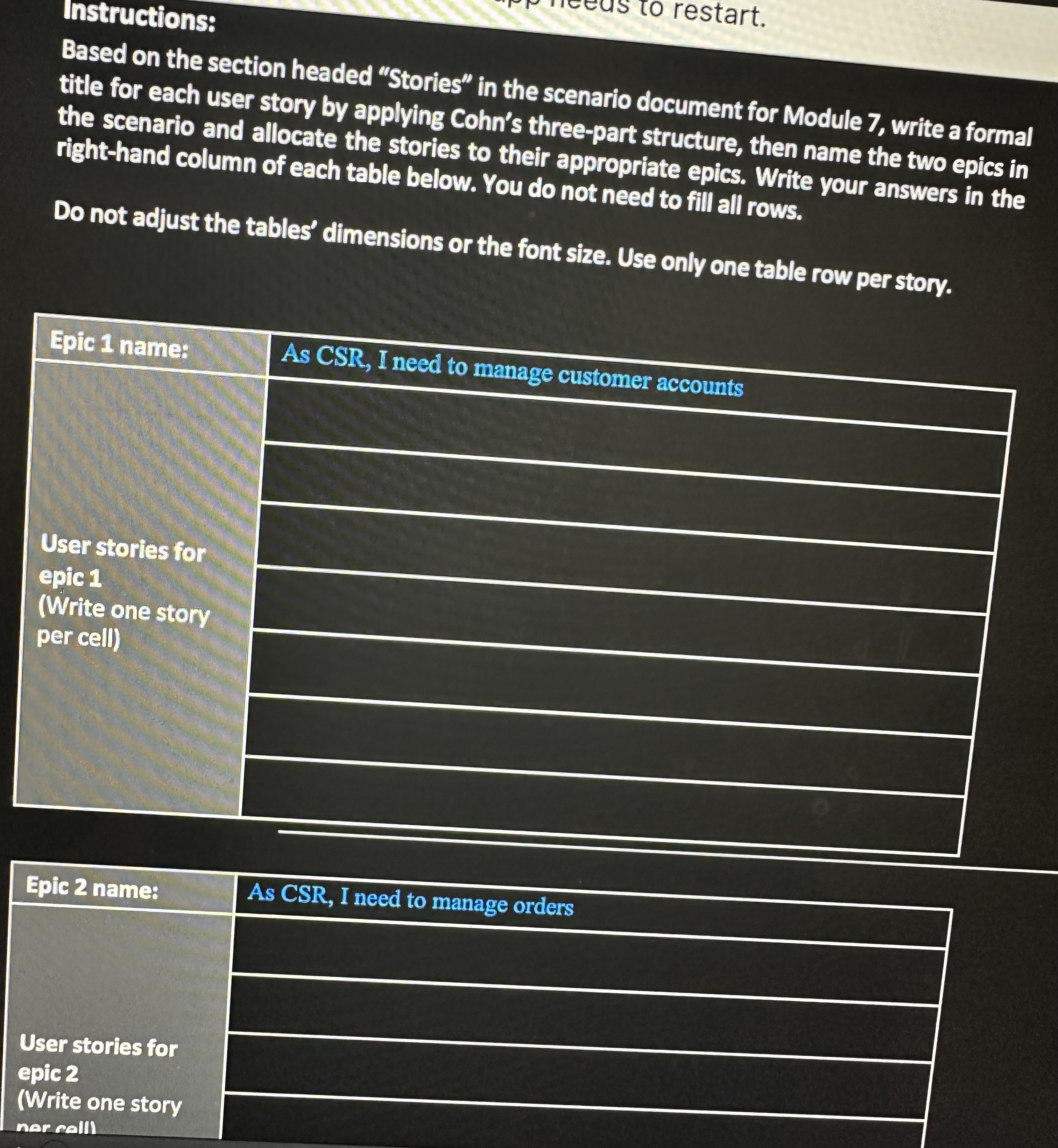 Instructions: Based on the section headed "Stories" | Chegg.com