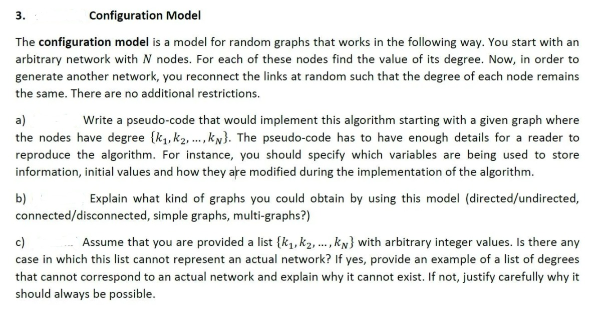 3. Configuration Model The configuration model is a | Chegg.com