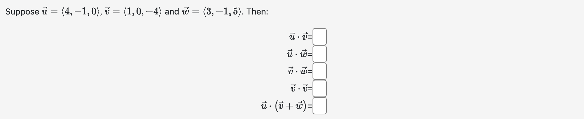 Solved Suppose vec(u)=(:4,-1,0:),vec(v)=(:1,0,-4:) and | Chegg.com Solved Suppose vec(u)=(:4,-1,0:),vec(v)=(:1,0,-4:) and | Chegg.com
