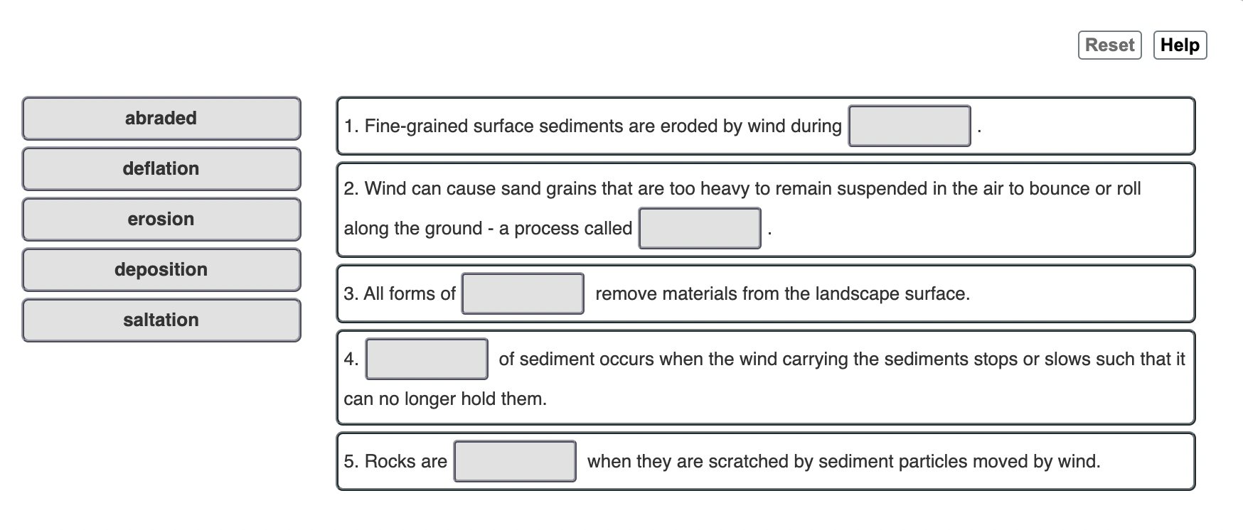 Solved Complete the sentences below about desert erosion | Chegg.com