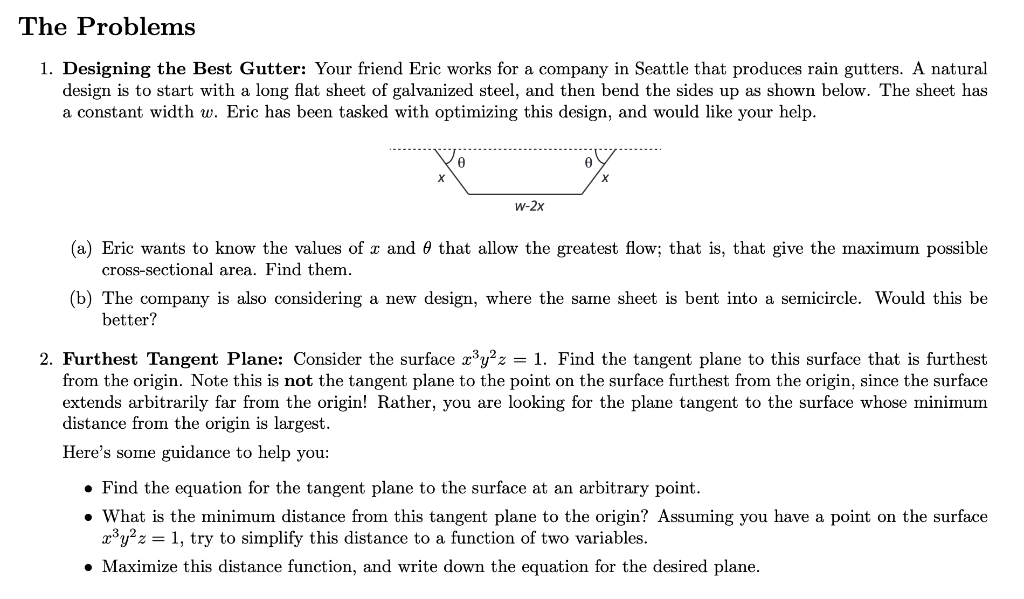 1. Designing the Best Gutter: Your friend Eric works | Chegg.com