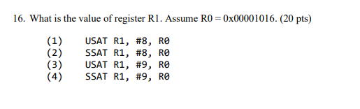 Solved 16. What is the value of register R1. Assume R | Chegg.com