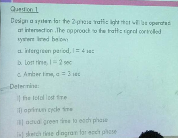 Question 1 Design a system for the 2-phase traffic | Chegg.com