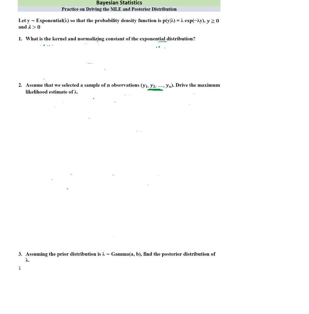 Solved Bayesian Statistics Practice on Driving the MLE and | Chegg.com