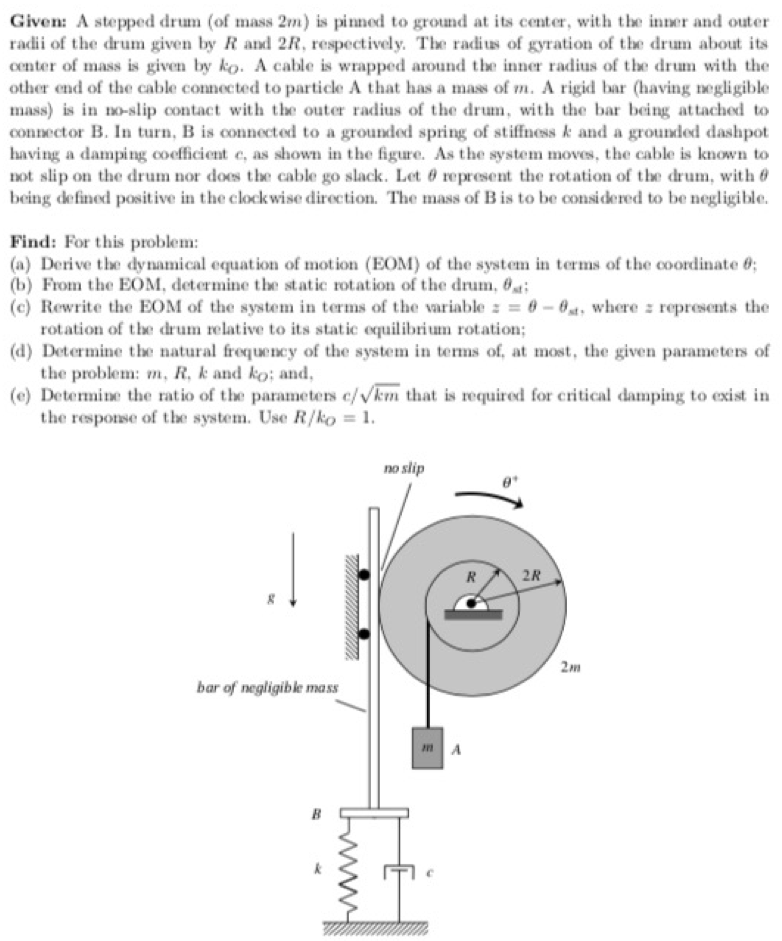 Solved Given: A stepped drum (of mass 2m ) is pinned to | Chegg.com
