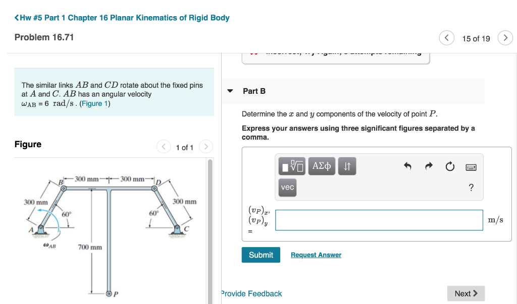 Solved KHw #5 Part 1 Chapter 16 Planar Kinematics of Rigid | Chegg.com