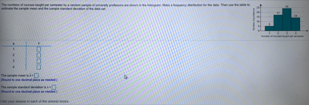 Solved The numbers of courses taught per semester by a | Chegg.com
