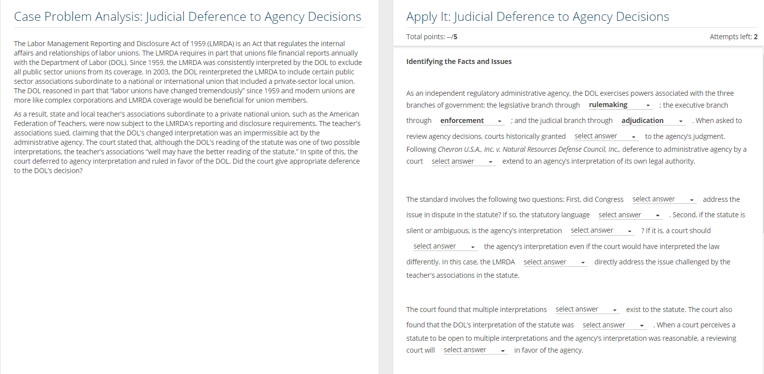 Case Problem Analysis: Judicial Deference to Agency | Chegg.com