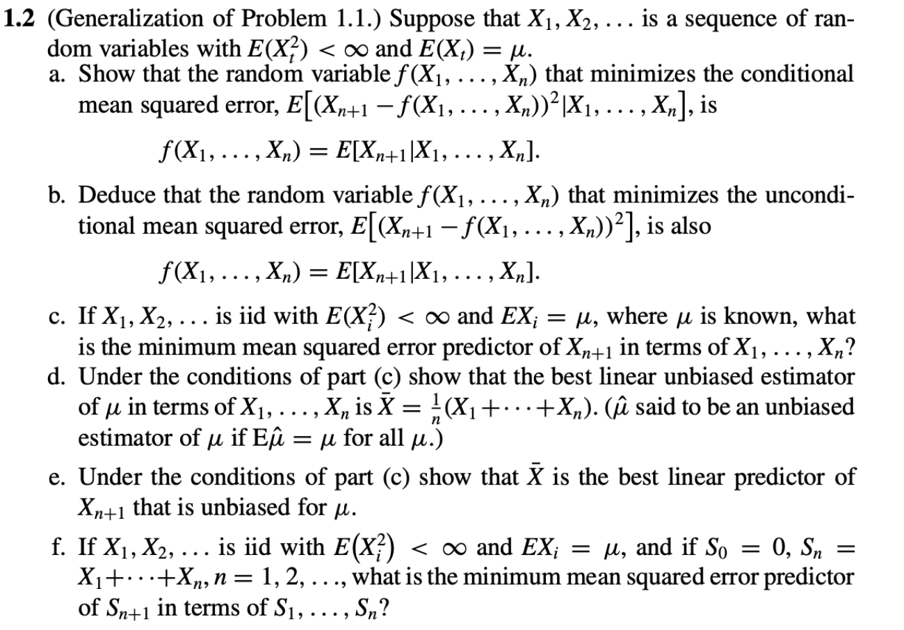 1.2 (Generalization of Problem 1.1.) Suppose that X1, | Chegg.com