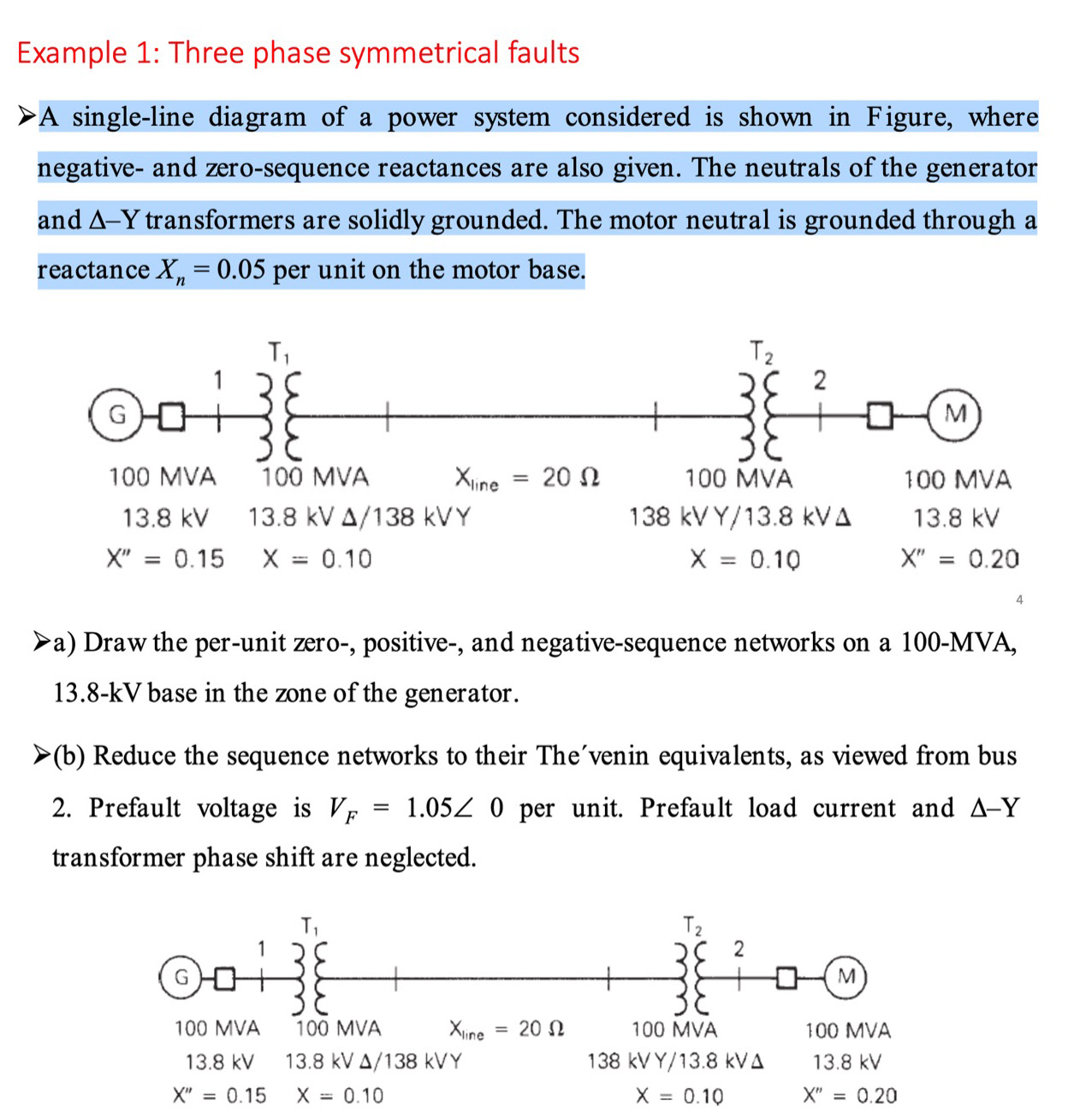 Solved Example 1: Three phase symmetrical faults >A | Chegg.com