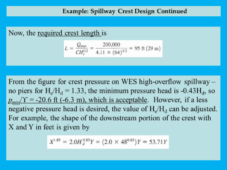 Repeat the Spillway Crest Design Example (below) for | Chegg.com