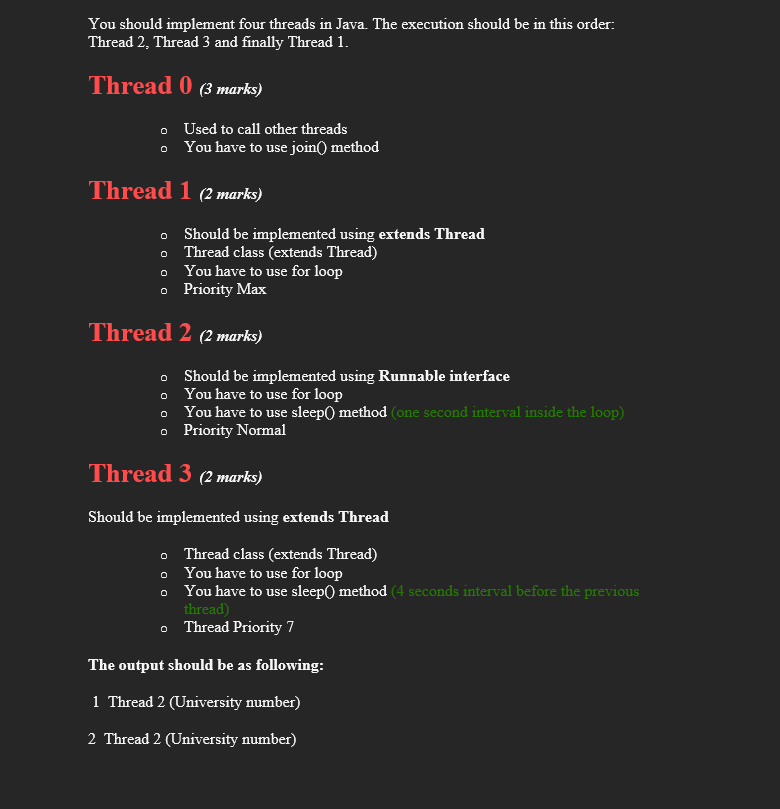 Solved You should implement four threads in Java. The | Chegg.com