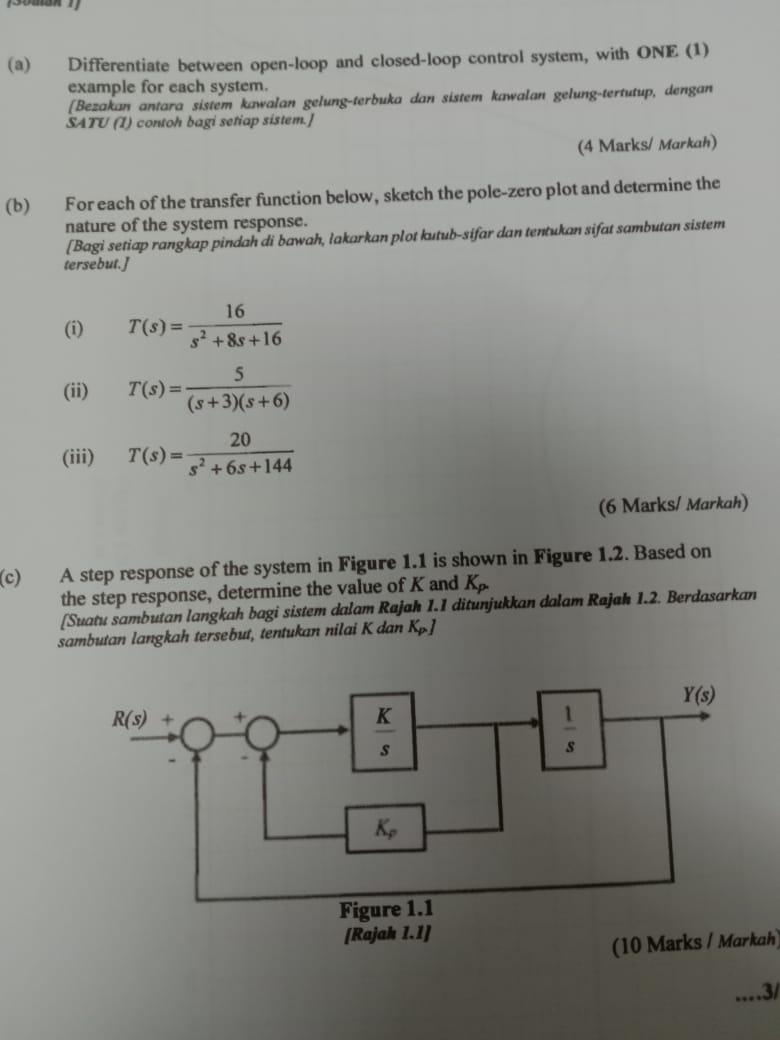 a) Differentiate between open-loop and closed-loop | Chegg.com