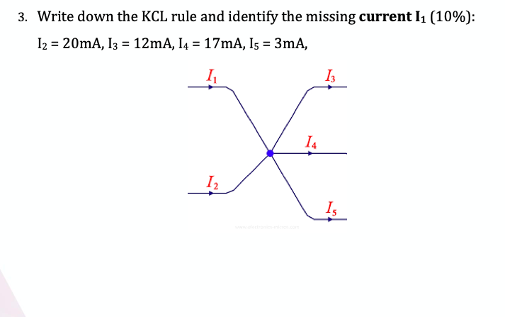 Solved 3. Write down the KCL rule and identify the missing | Chegg.com