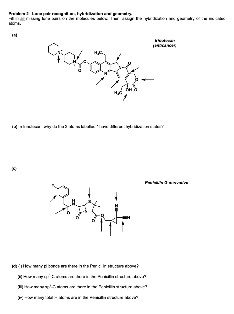 Solved Problem 2: Lone pair recognition, hybridization and | Chegg.com