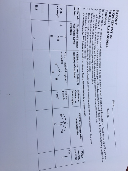 Solved REPORT EXPERIMENT 15: MOLECULAR MODELS Procedure In | Chegg.com