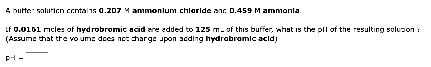 Solved A buffer solution contains 0.207M ammonium chloride | Chegg.com