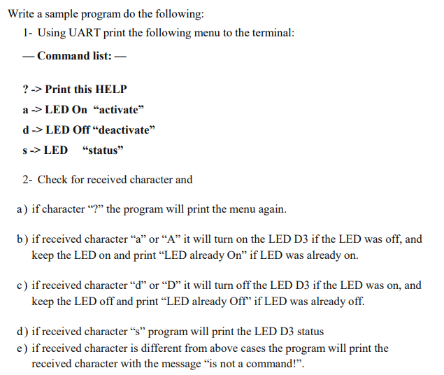 Solved TRISA =0; //define character variable char cchar; // | Chegg.com