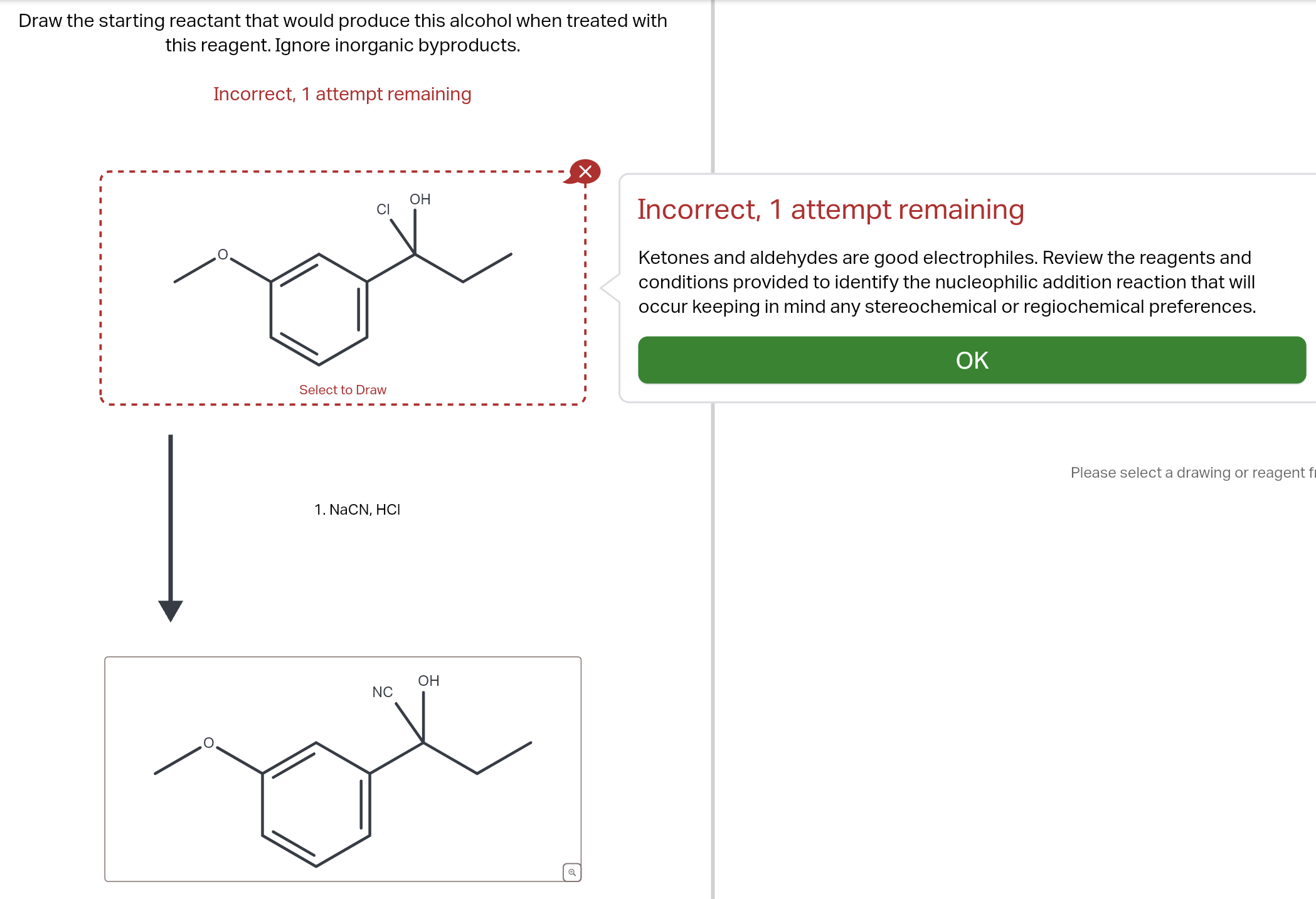Solved Incorrect, 1 ﻿attempt remainingKetones and aldehydes | Chegg.com