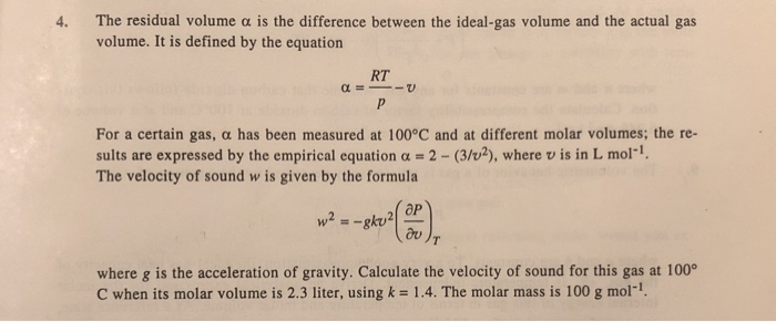 Solved The residual volume α is the difference between the | Chegg.com