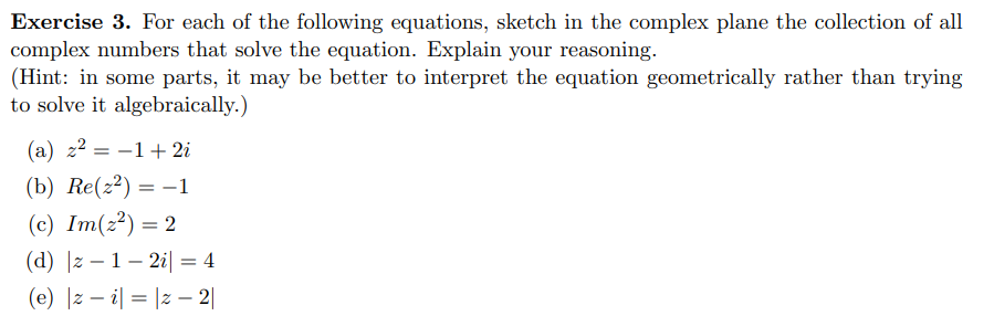 Solved Exercise 3. ﻿For each of ﻿the following equations, | Chegg.com