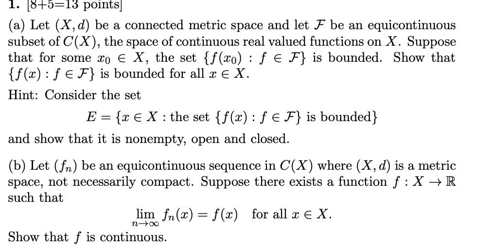 Let (X, d) be a connected metric space and let F be | Chegg.com