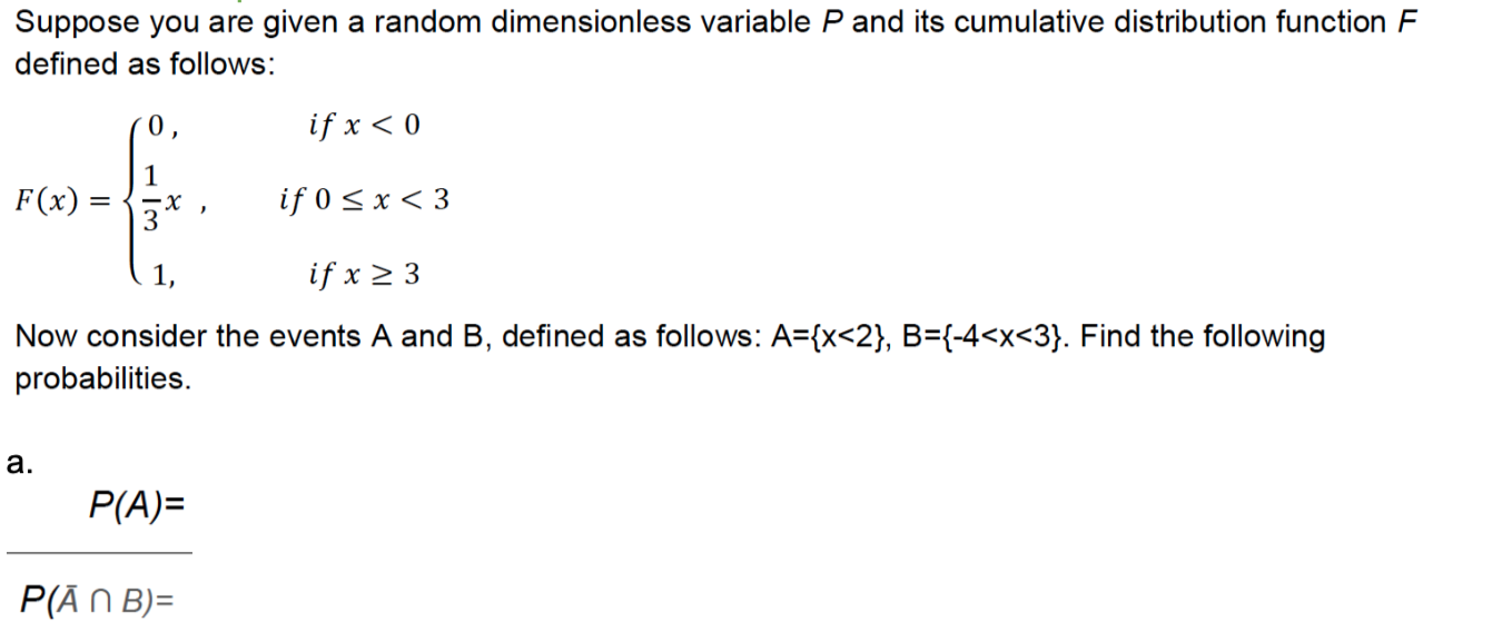 Solved Suppose you are given a random dimensionless variable | Chegg.com