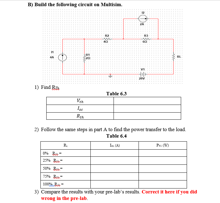 Solved B) Build the following circuit on Multisim. 2A R2 40 | Chegg.com | Chegg.com