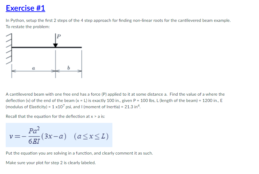 Solved Exercise #1 In Python, setup the first 2 steps of the | Chegg.com