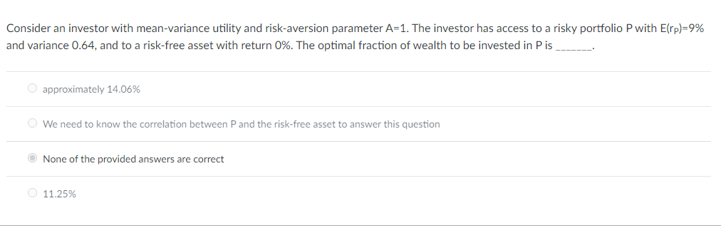 Solved Consider an investor with mean-variance utility and | Chegg.com