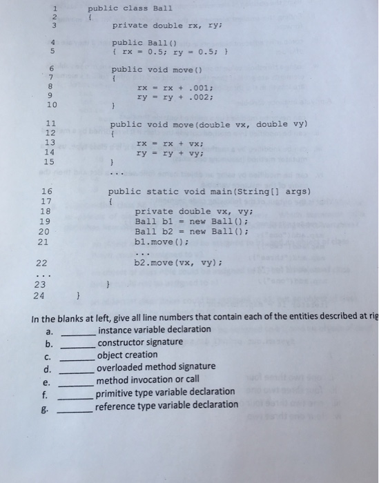 Solved public class Bal1 private double rx, ry: public Ball) | Chegg.com