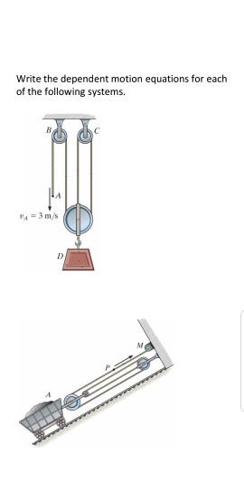 Solved Write the dependent motion equations for each of the | Chegg.com