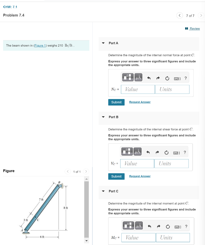 Solved The beam shown in (Figure 1) weighs 210lb/ft. Part A | Chegg.com