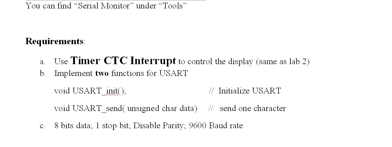 Solved 1. USART Transmit : Display 0-9 digits on 7 Segment | Chegg.com