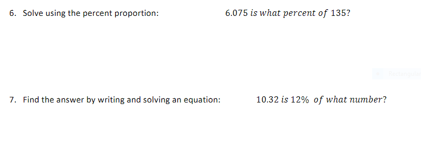 Solved 6. Solve using the percent proportion: 6.075 is what | Chegg.com