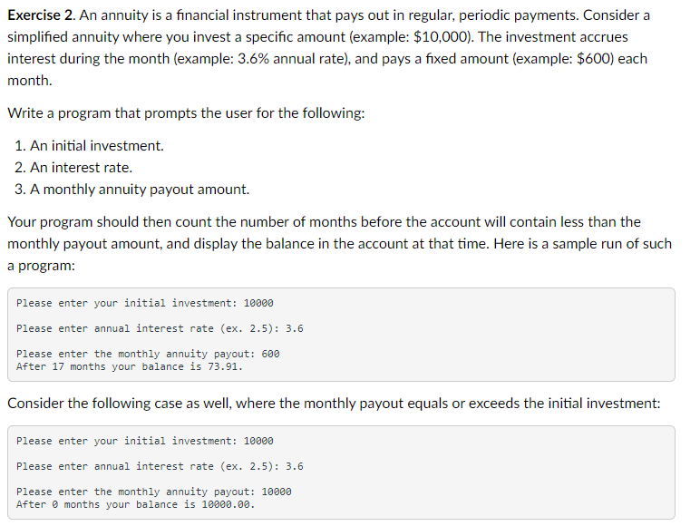 Solved Exercise 2. An annuity is a financial instrument that | Chegg.com