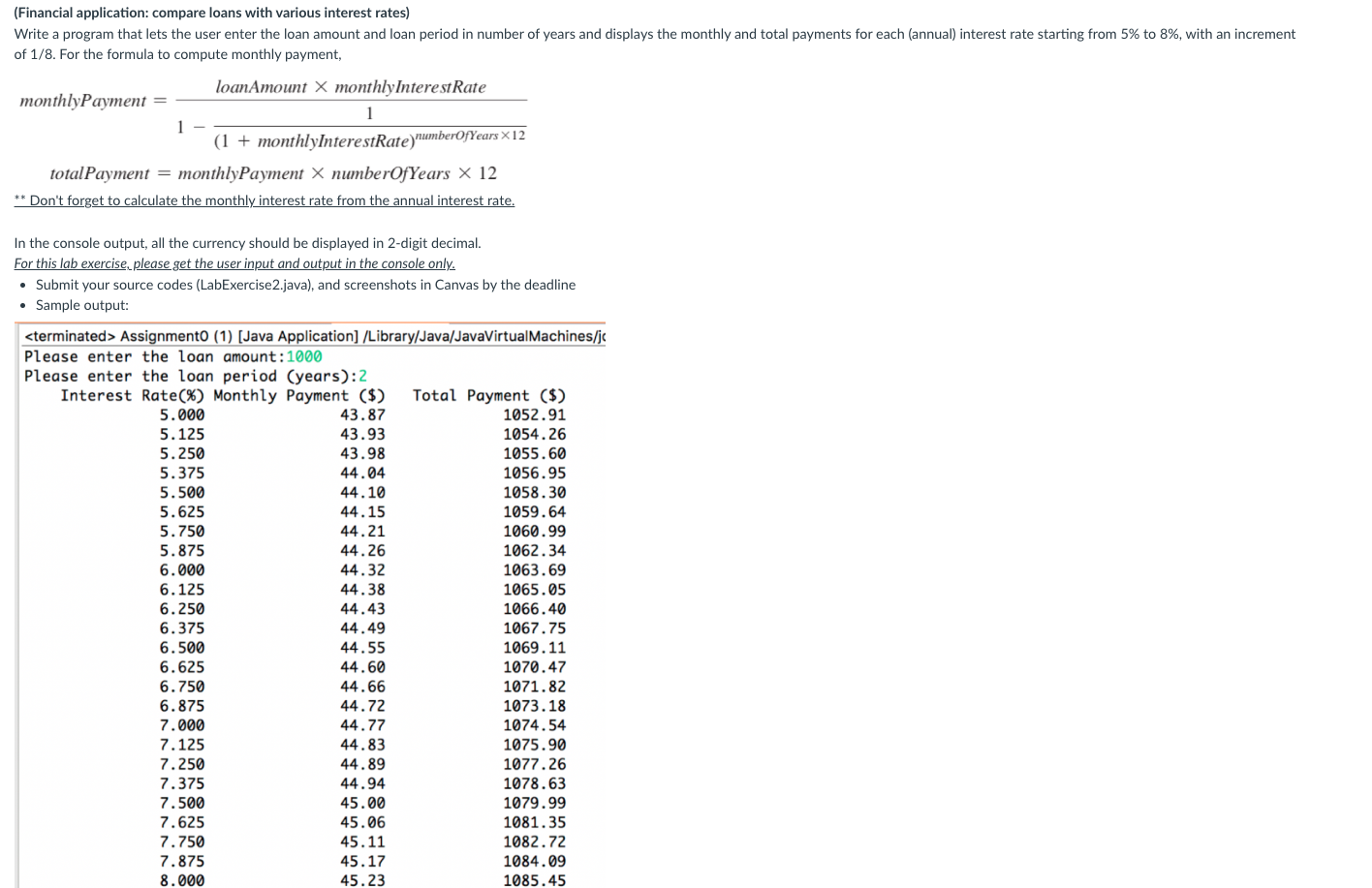 Solved (Financial application: compare loans with various | Chegg.com