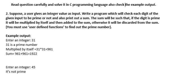 Solved Read question carefully and solve it in C programming | Chegg.com
