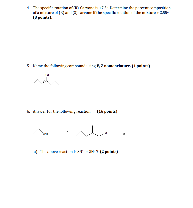 Solved 4. The specific rotation of (R)-Carvone is +7.5∘. | Chegg.com