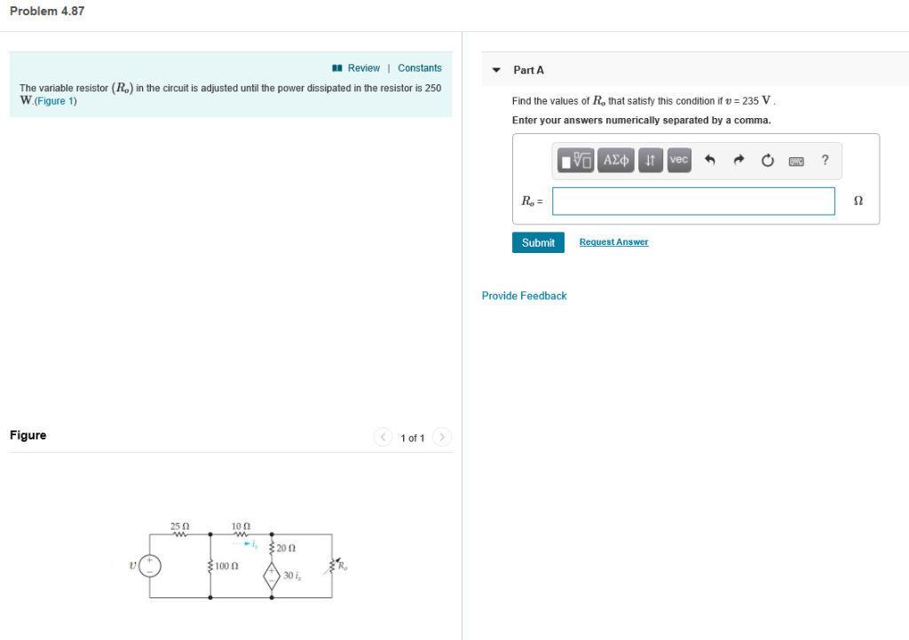 Solved Problem 4.87 Part A Review| Constants The variable | Chegg.com