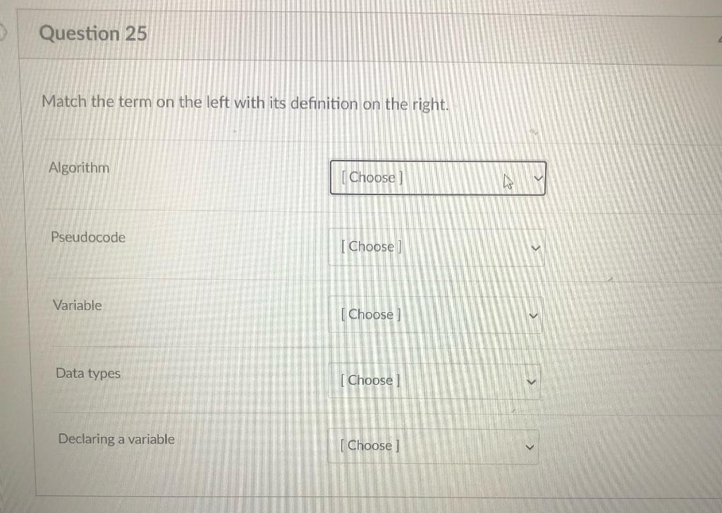 Solved Question 25 Match the term on the left with its | Chegg.com