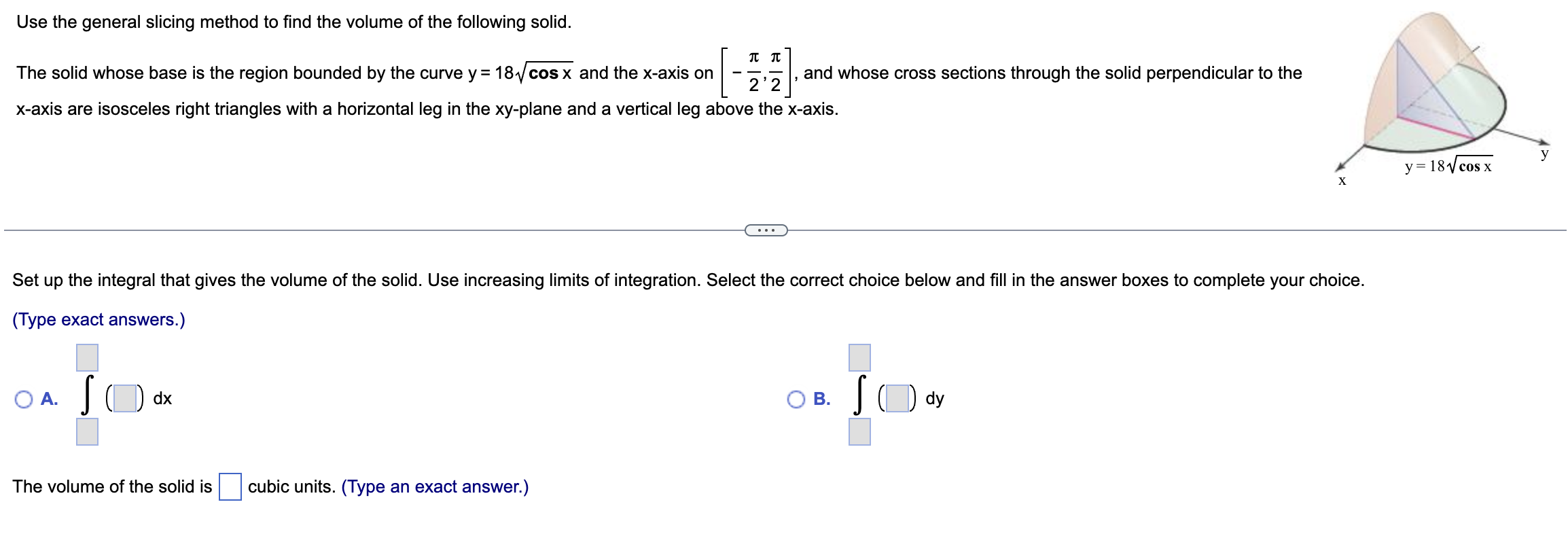 Solved Use the general slicing method to find the volume of | Chegg.com