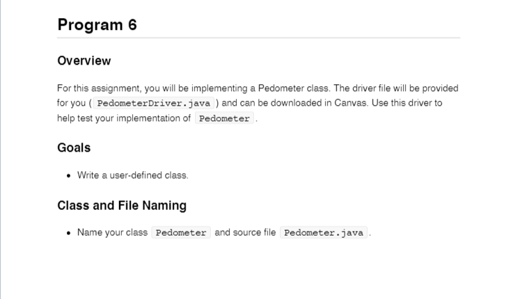 // This is a test/driver program for the Pedometer | Chegg.com