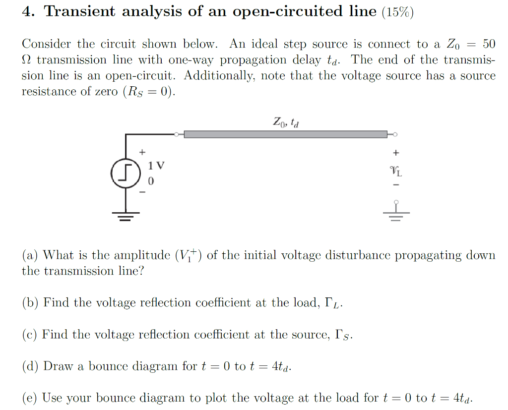 Solved 4. Transient analysis of an open-circuited line (15%) | Chegg.com