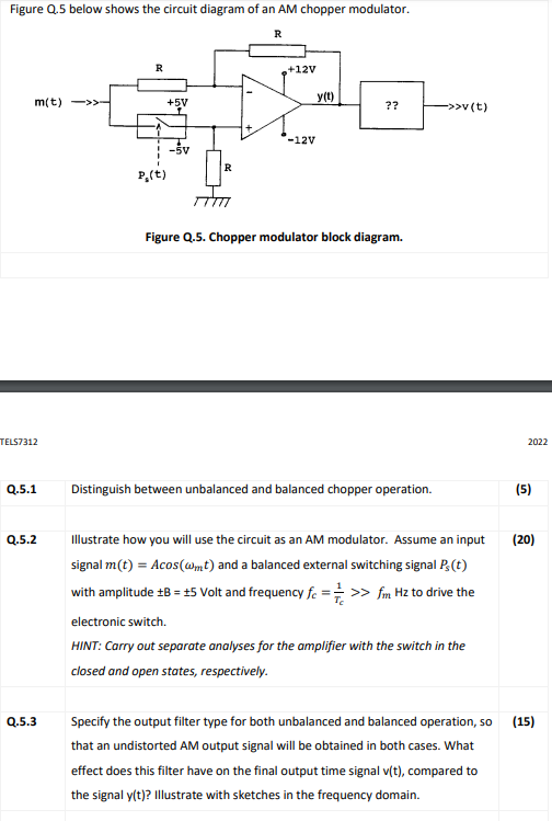 Solved Figure Q.5. Chopper modulator block diagram. | Chegg.com