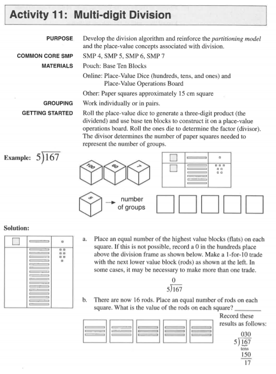 Solved Activity 11: Multi-digit Division PURPOSE Develop the | Chegg.com
