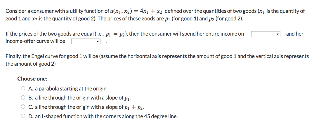 Consider a consumer with a utility function of u(x1, | Chegg.com