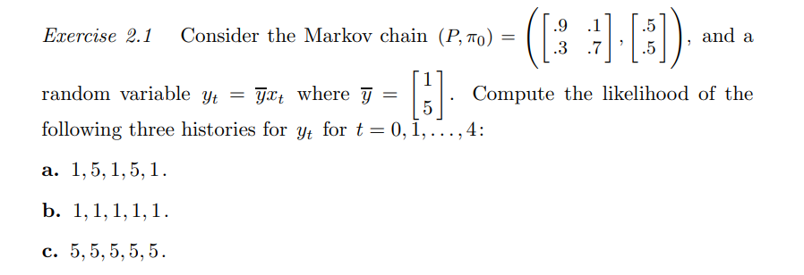 Solved Exercise 2.1 Consider the Markov chain | Chegg.com