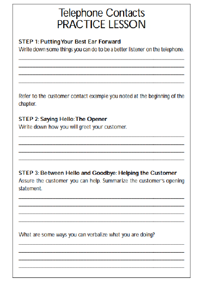 Solved Telephone Contacts PRACTICE LESSON STEP 1: Putting | Chegg.com